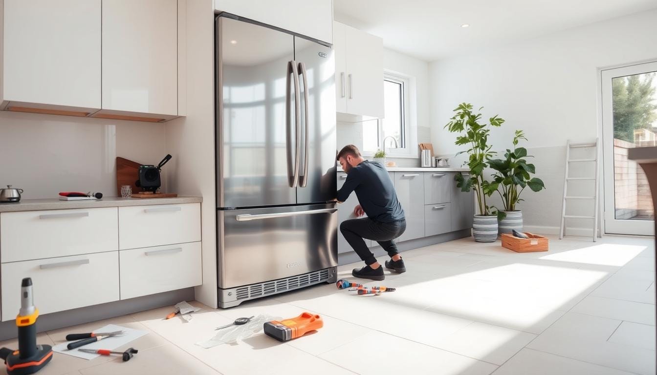 Stainless Steel Refrigerator with Ice Maker Guide