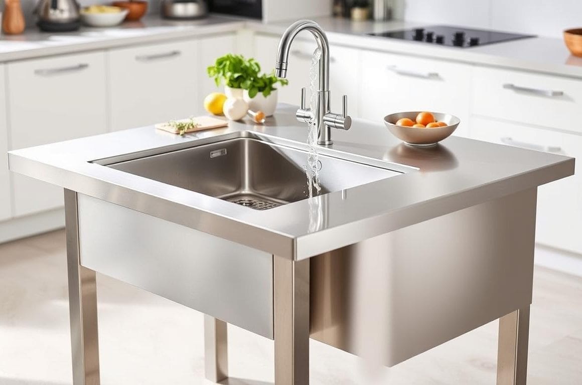 Stainless Steel Table with Sink for Efficient Kitchens